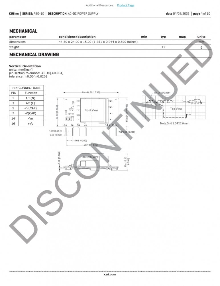 CUI PBO-10 datasheet page 4