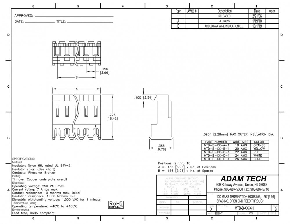 ADAM TECH MTD-B-03-B-1 technical drawing