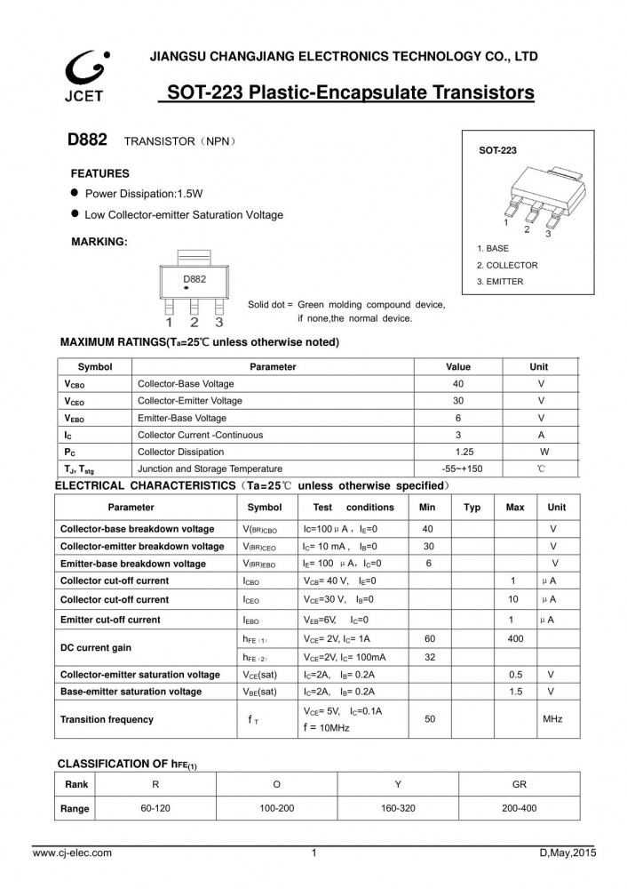 JSCJ D882 datasheet page 1