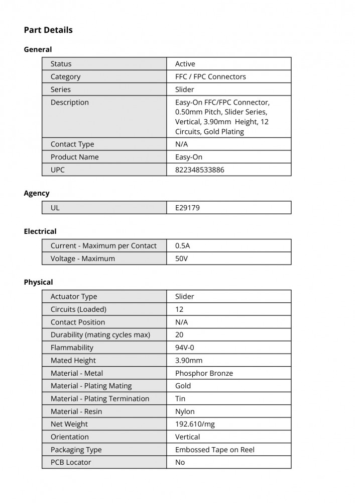Technical document page 2 for MOLEX 525591252