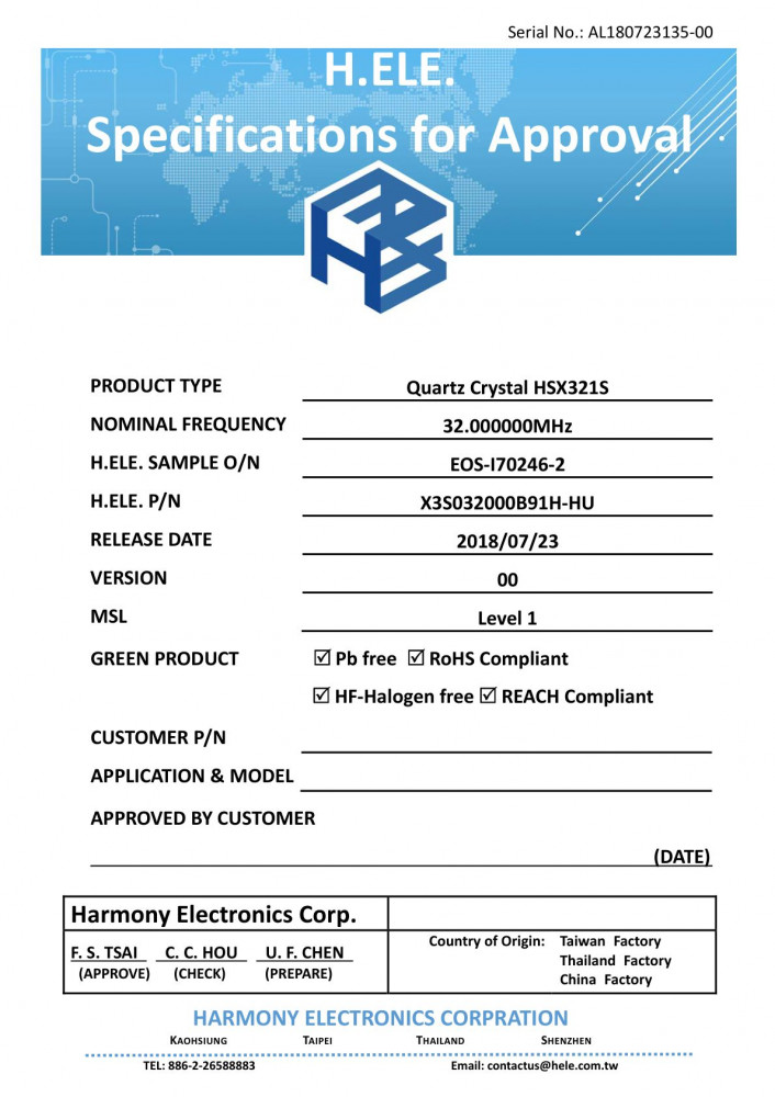 HELE X3S032000B91H-HU document page 1