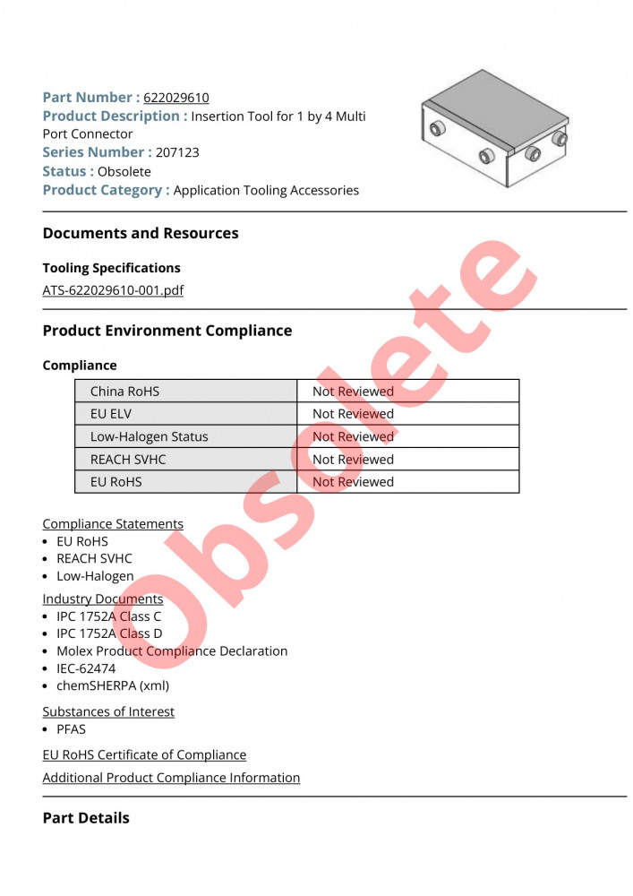 Molex 622029610 tooling document preview, page 1