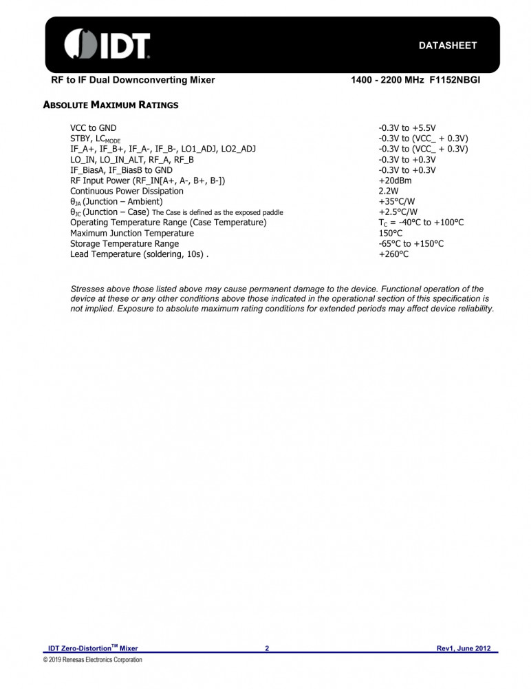 F1152NBGI8 datasheet page 2