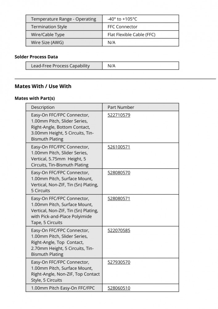MOLEX FFC product family specification page 3