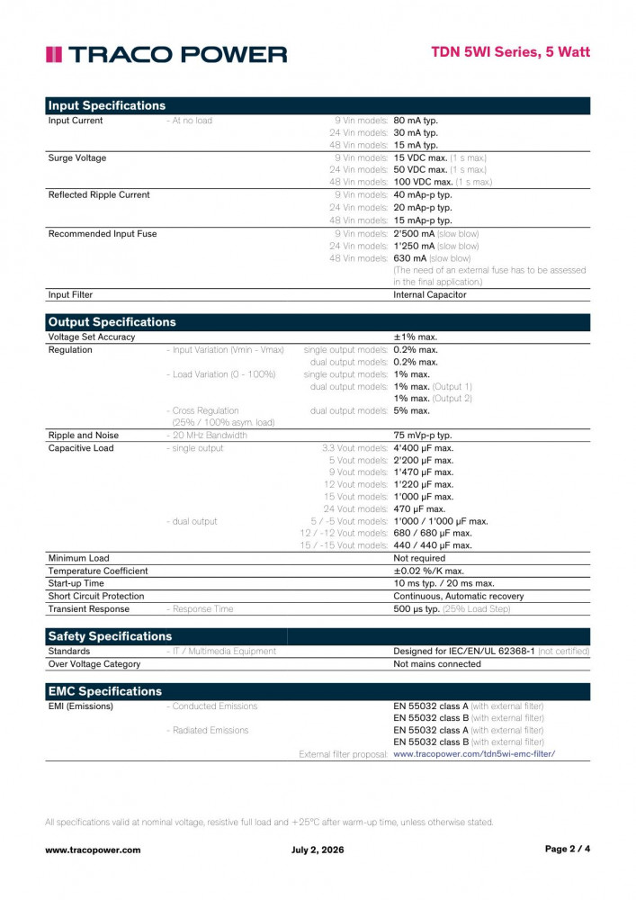 TDN 5-4811WI product documentation page 2