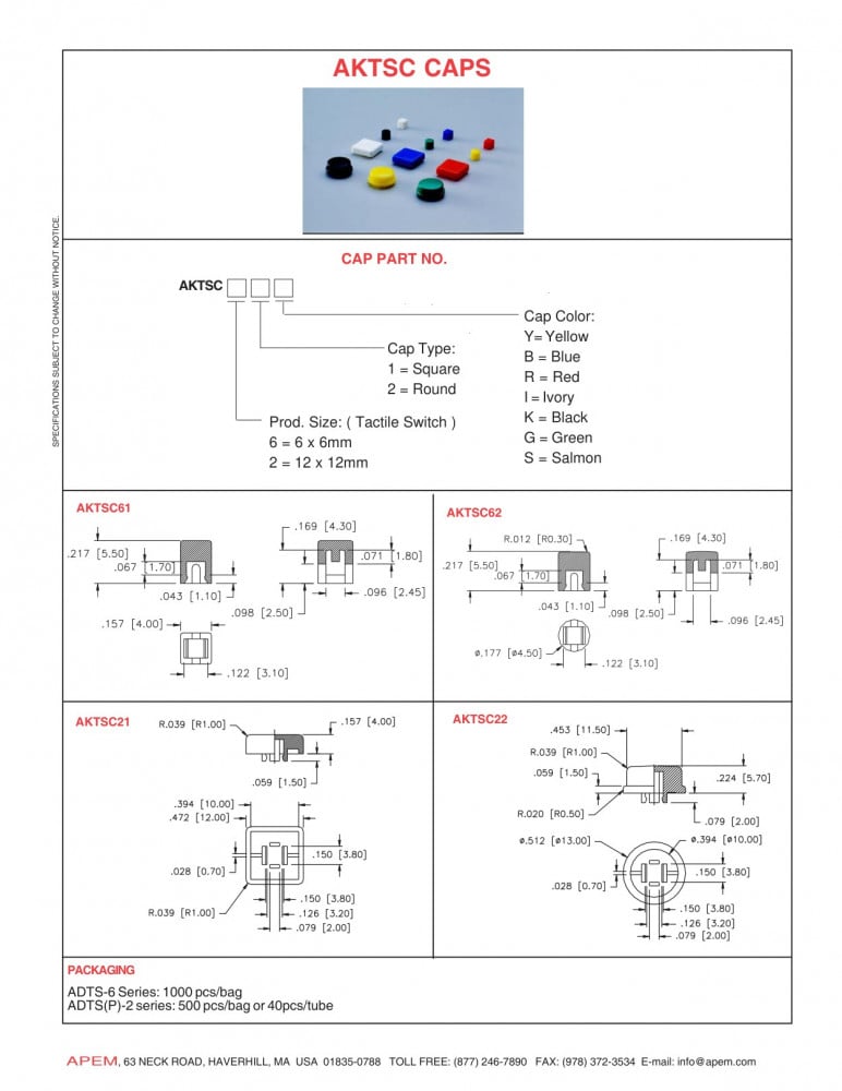APEM AKTSC series technical document page 5