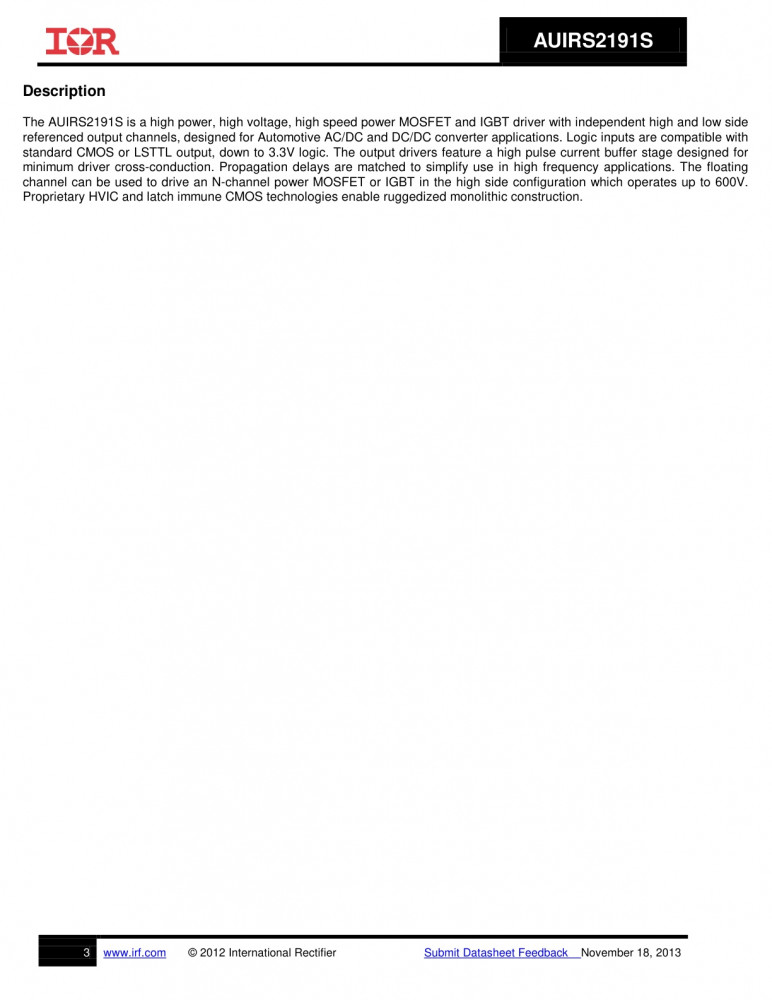 AUIRS2191STR datasheet page 3