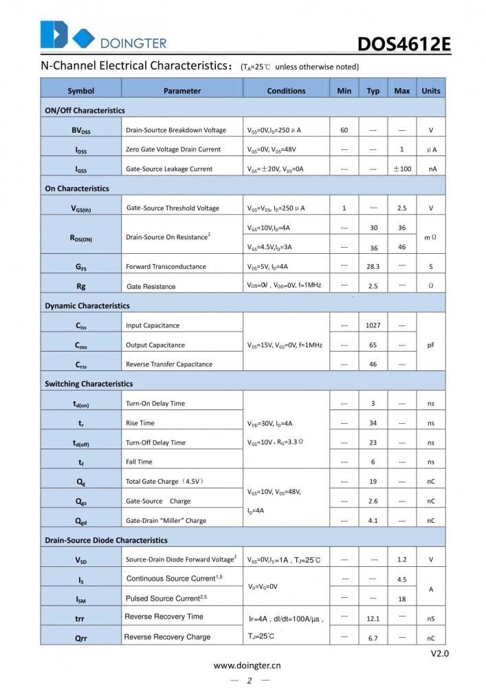 DOS4612E datasheet page 2