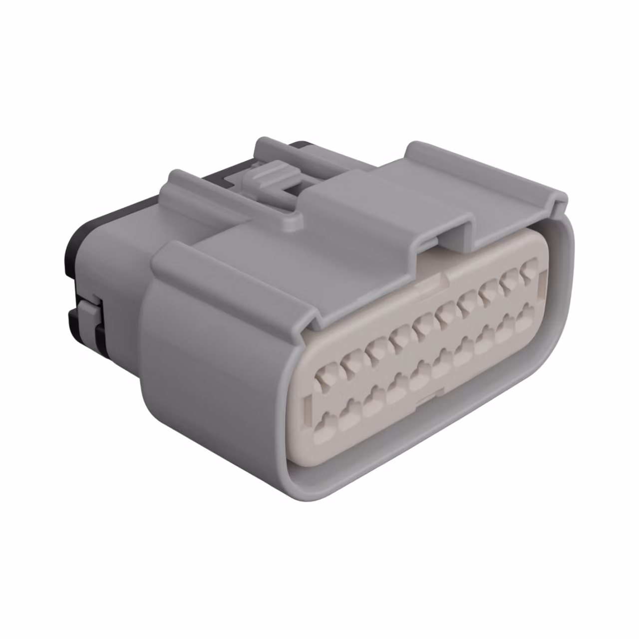 MX150 Mat-Sealed Female Connector Assembly, Dual Row, 20 Circuits, Keying Option D, without Connector Position Assurance, Stone Gray for sale