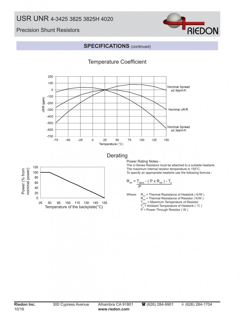 Riedon USR 4-3425 datasheet page 2