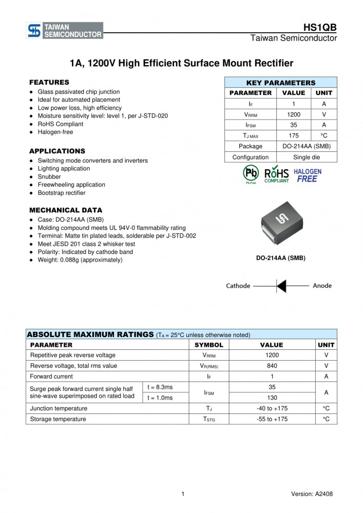 HS1QB technical document, page 1