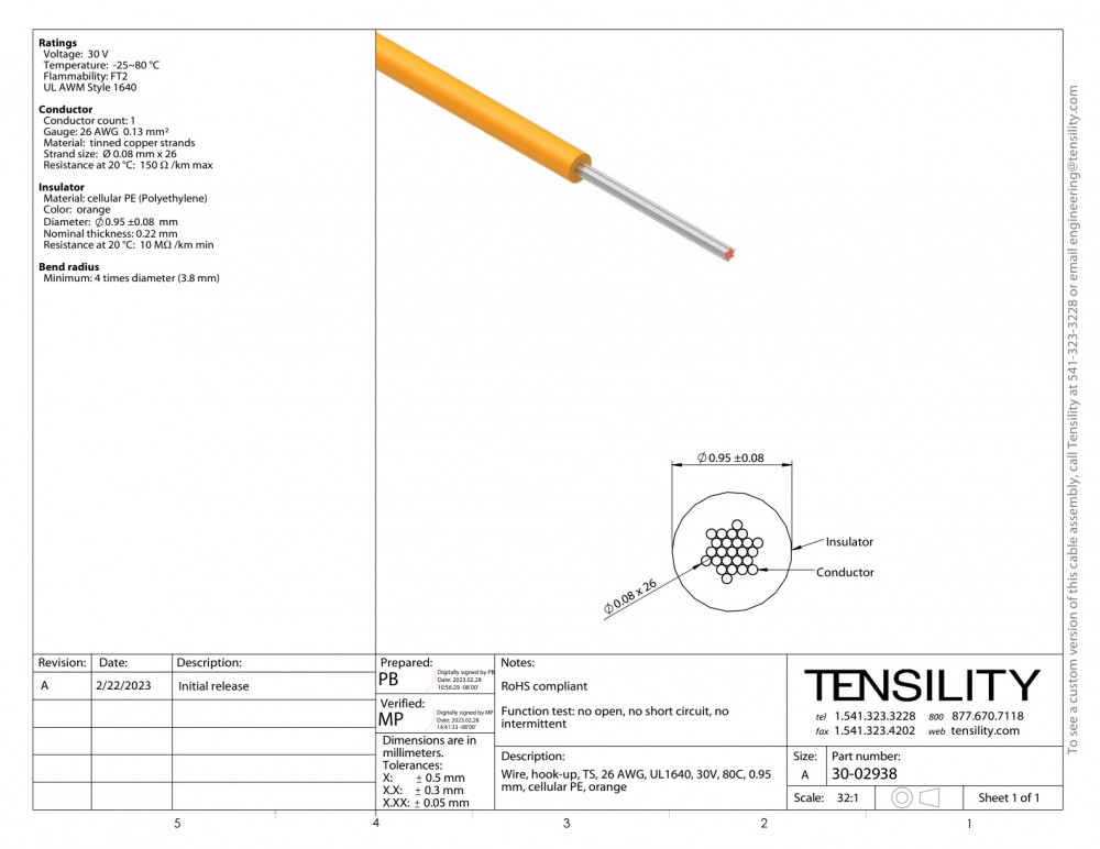 Tensility International 30-02938 product drawing