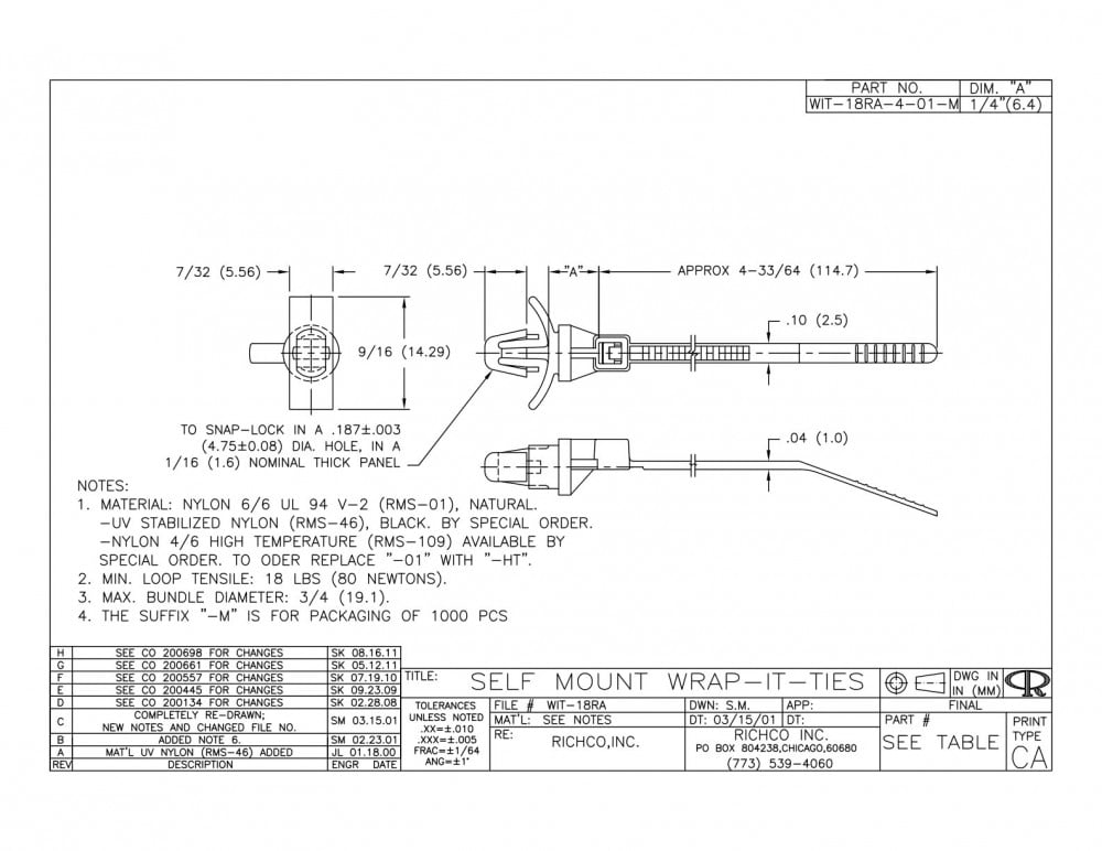 Essentra WIT-18RA-4-01-M technical drawing