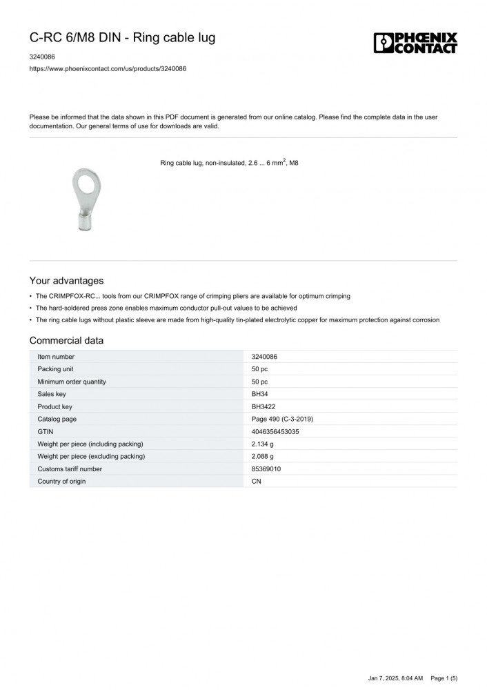 Phoenix Contact 3240086 technical document page 1