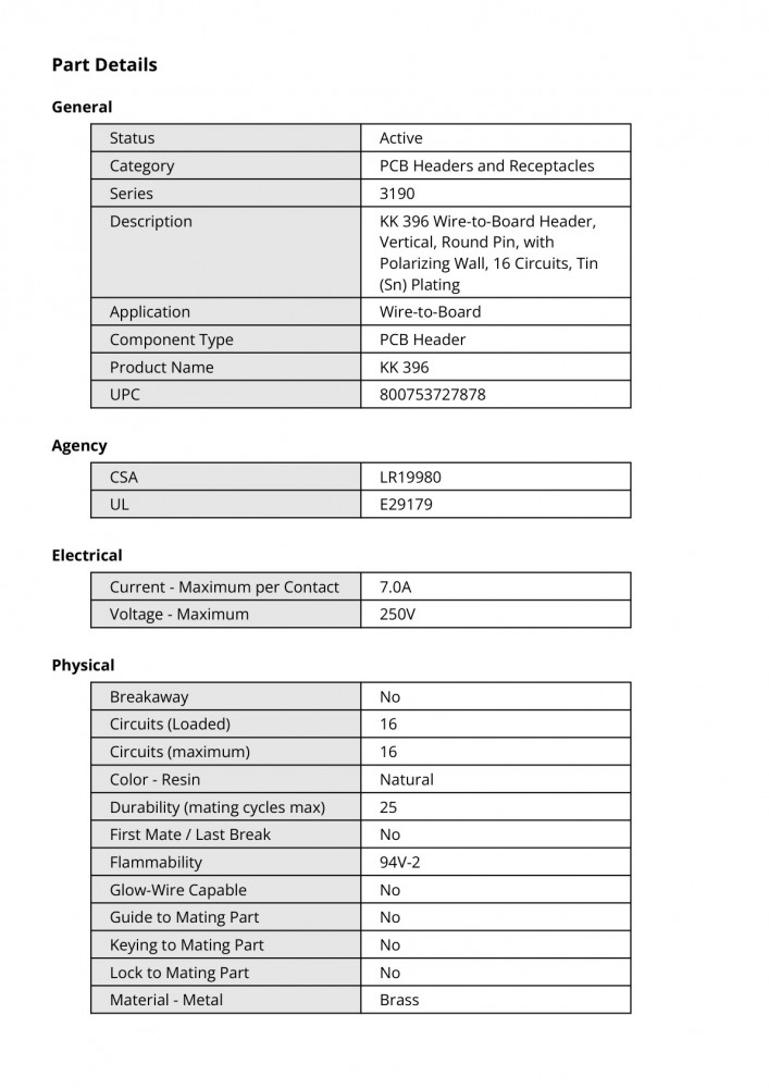 Technical document page 2 for MOLEX 26192161