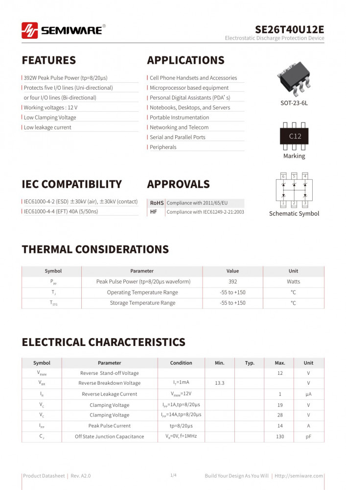 SE26T40U12E datasheet page 1