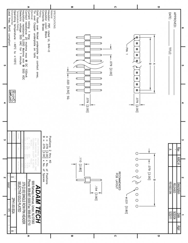 ADAM TECH 2PH1-XX-SGA product drawing and specifications