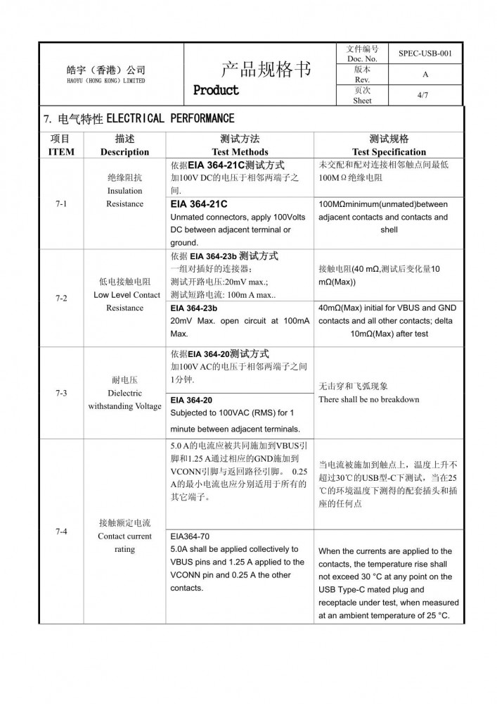 USB-307HI specification page 4