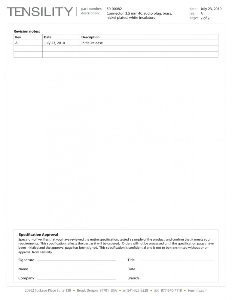 Tensility International 50-00082 technical document page 2