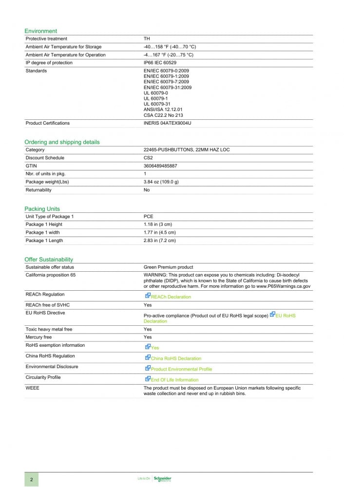 XB4BP42GEX technical document page 2