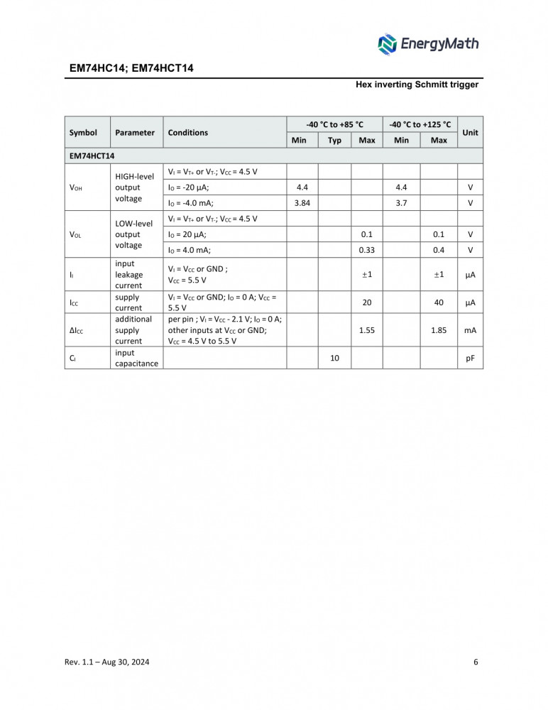 EM74HCT14D datasheet page 6