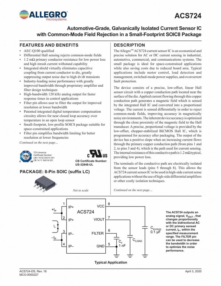 ACS724 datasheet page 1