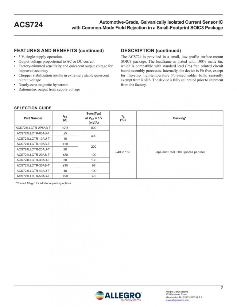 ACS724 datasheet page 2