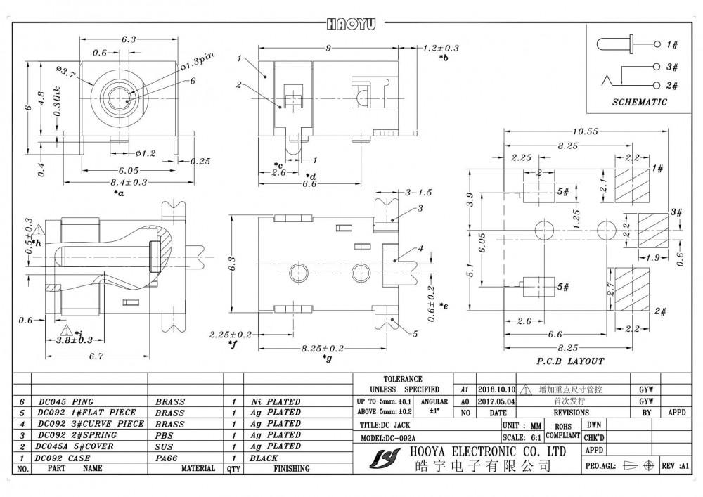 HOOYA DC-092A PCB layout and construction drawing