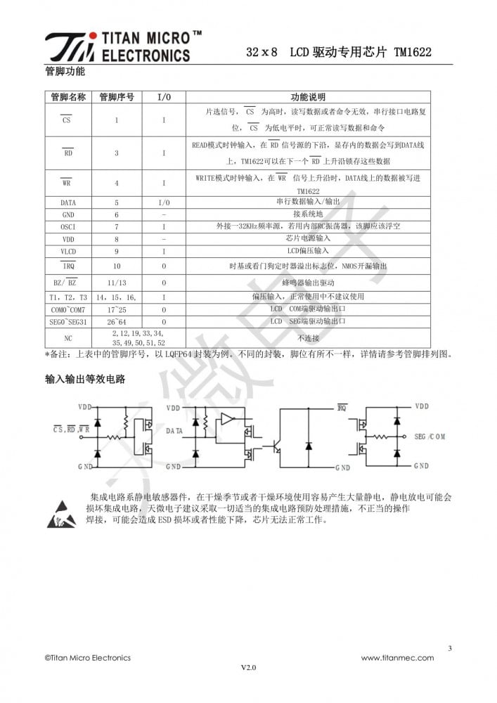 TM1622 datasheet page 3