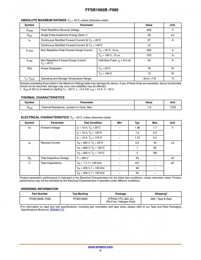 FFSB1065B-F085 datasheet page 2