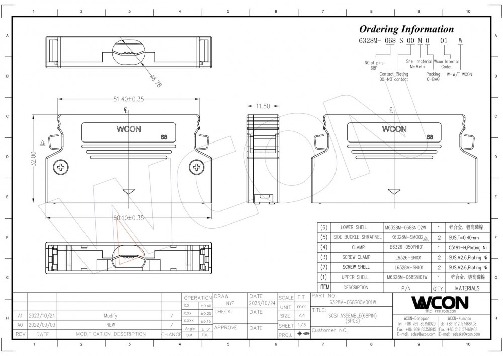 Wcon 6328M-068S00M001W drawing, page 1