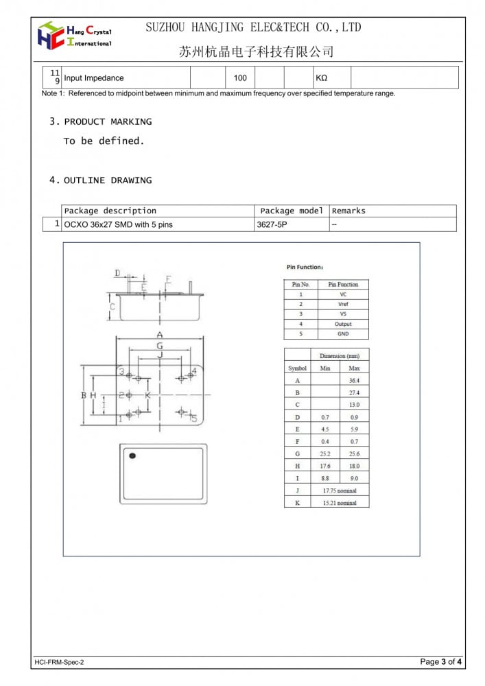 HCI product specification page 3