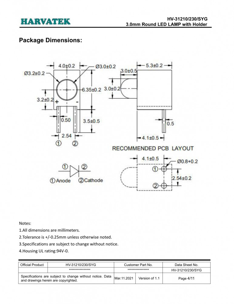 HV-31210/230/SYG datasheet page 4