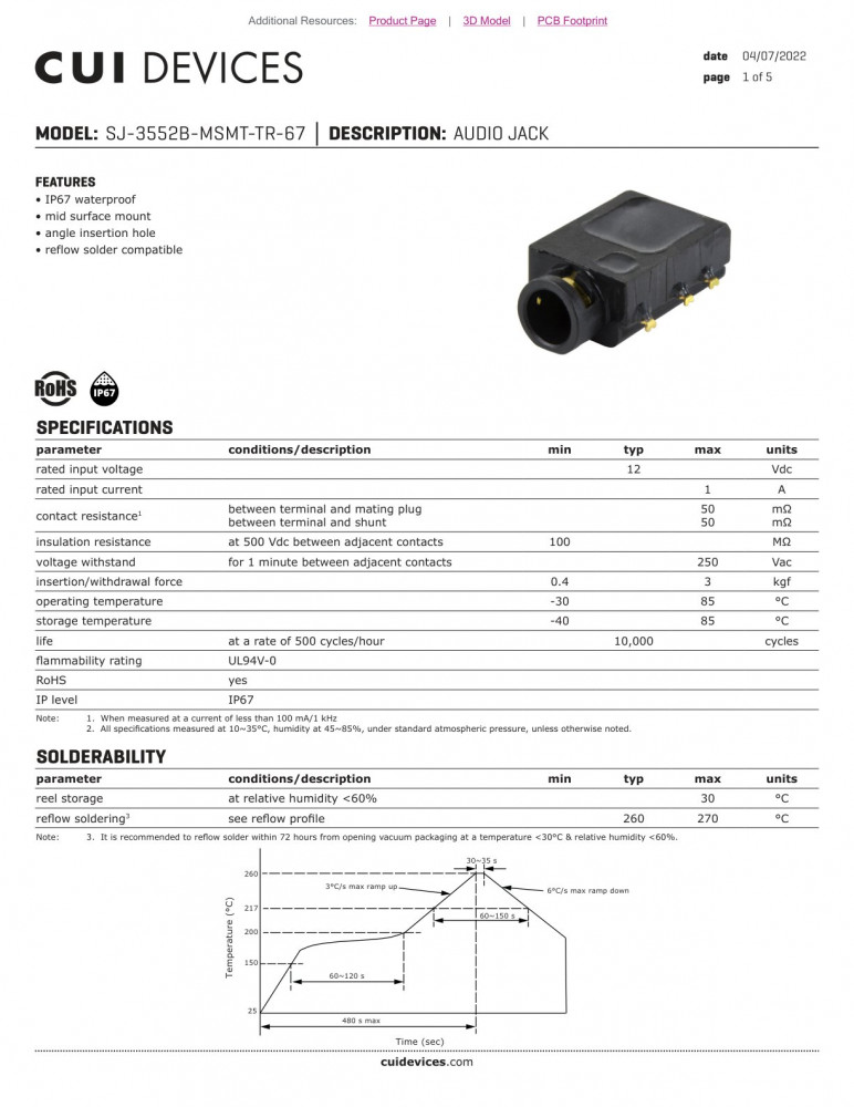 SJ-3552B-MSMT-TR-67 datasheet page 1
