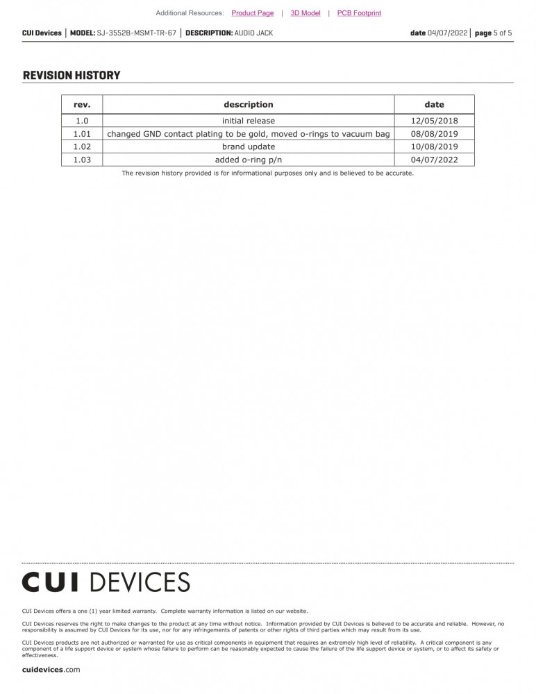 SJ-3552B-MSMT-TR-67 datasheet page 5