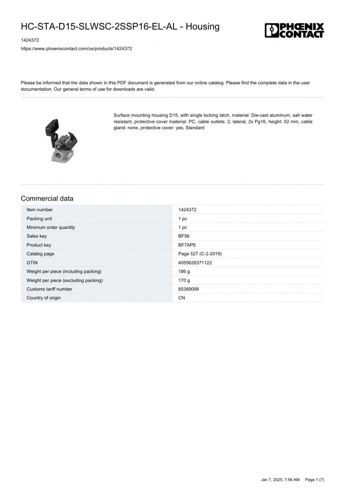 Phoenix Contact 1424372 technical document page 1