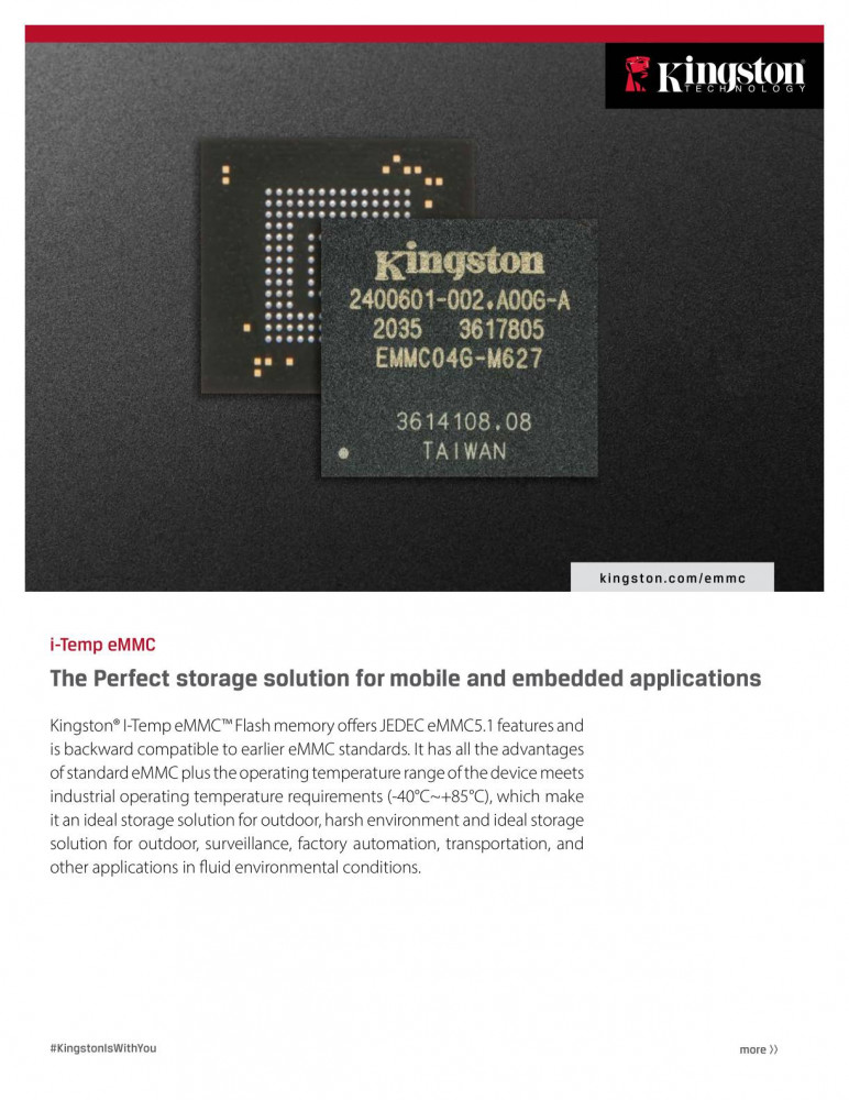 Kingston i-Temp eMMC technical document page 1