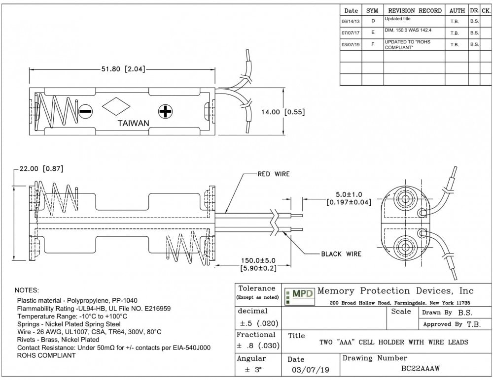 BC22AAAW technical drawing preview