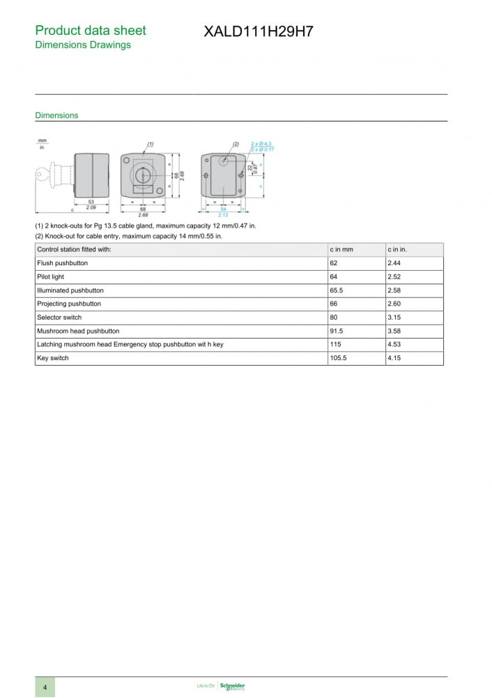 XALD111H29H7 technical document page 4