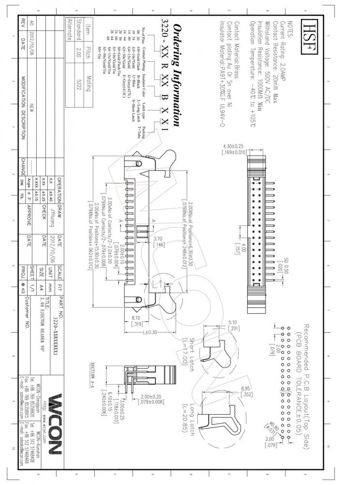 Wcon 3220 series connector drawing preview