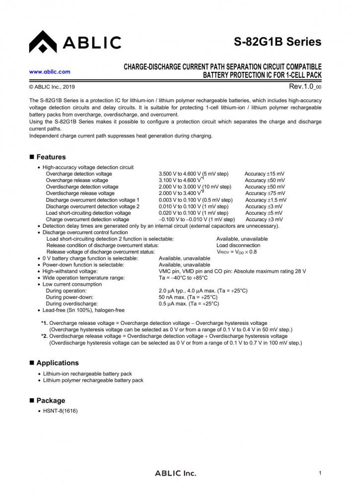 S-82G1B datasheet page 1