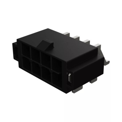 Mini-Fit Max Right Angle Header, Dual Row, Surface Mount, 8 Circuits, Matte Tin (Sn) Plating, Black, Glow-Wire Capable, Tape and Reel for sale