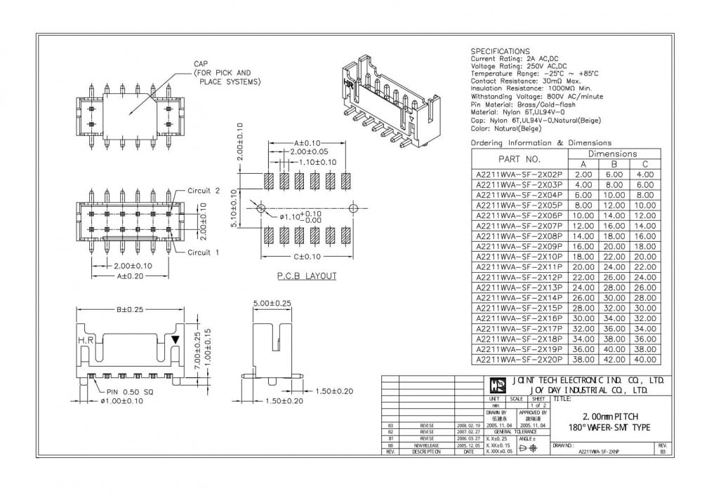 A2211WVA-SF-2X15P technical drawing