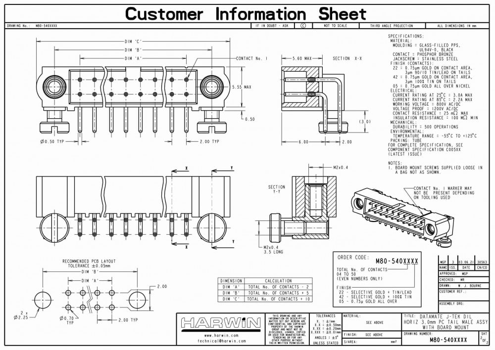 Harwin M80-5402042 technical document preview