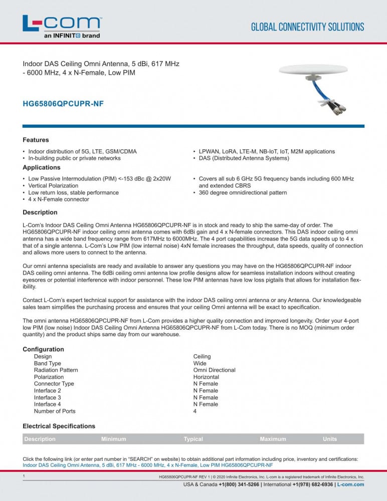 HG65806QPCUPR-NF technical document page 1
