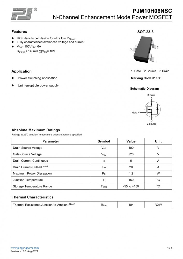 PJM10H06NSC datasheet page 1