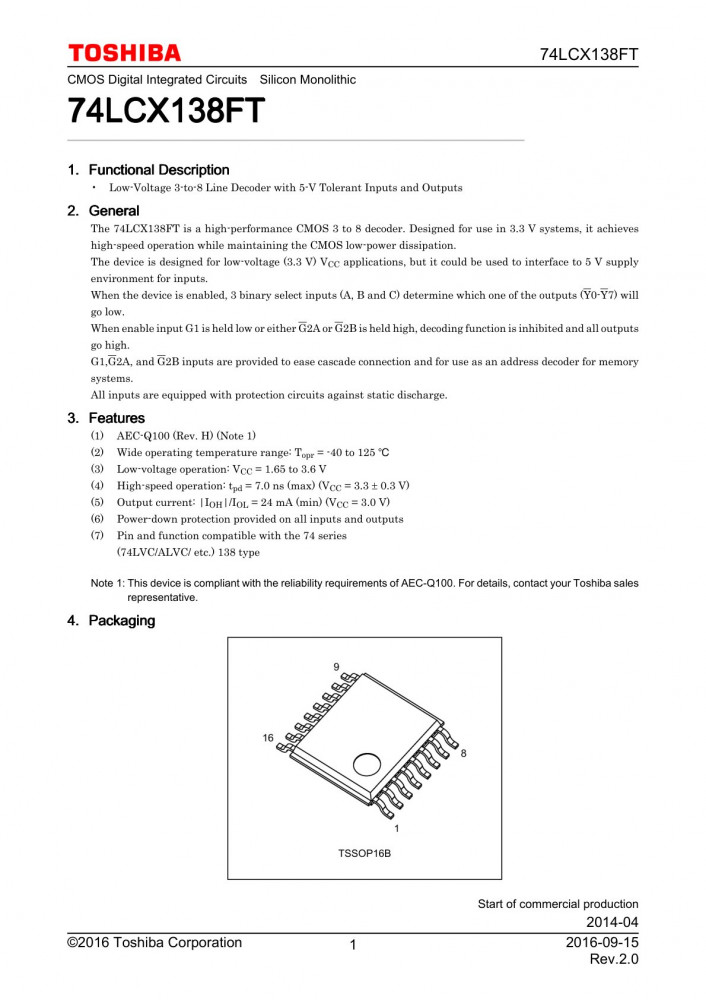 74LCX138FT(AJ) datasheet page 1