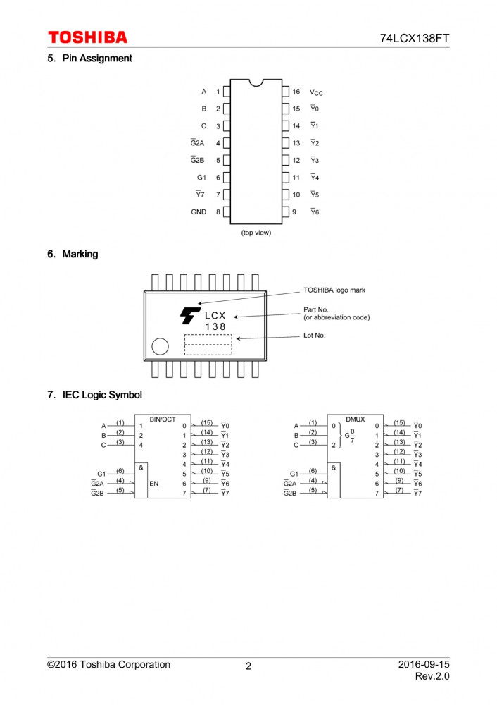 74LCX138FT(AJ) datasheet page 2
