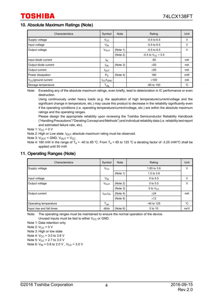 74LCX138FT(AJ) datasheet page 4