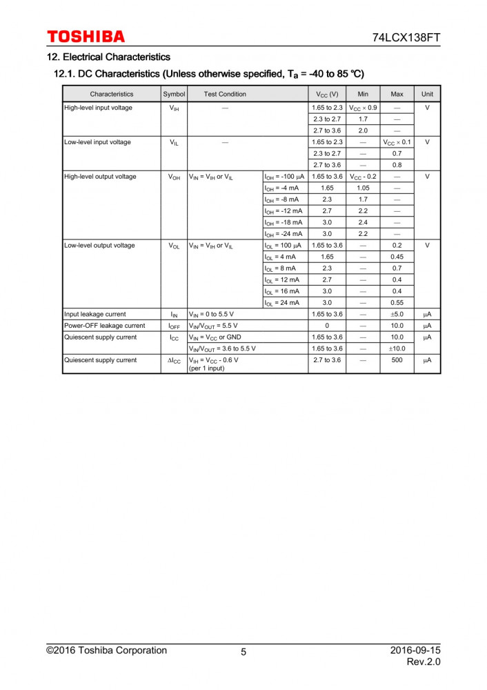 74LCX138FT(AJ) datasheet page 5
